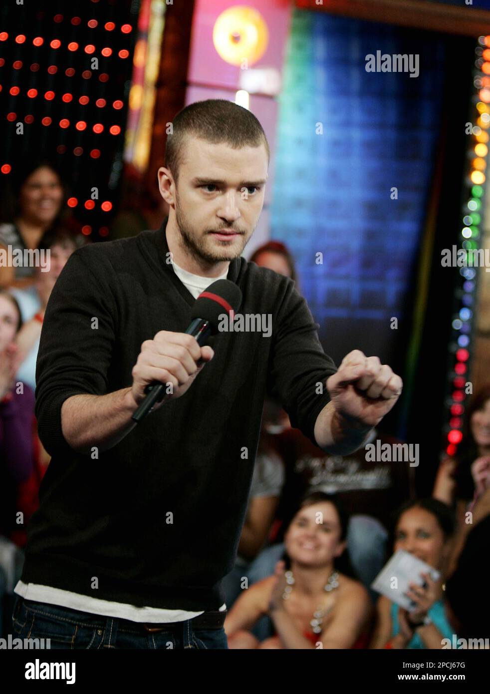 Musician Justin Timberlake dances as he appears on stage during MTV's ...