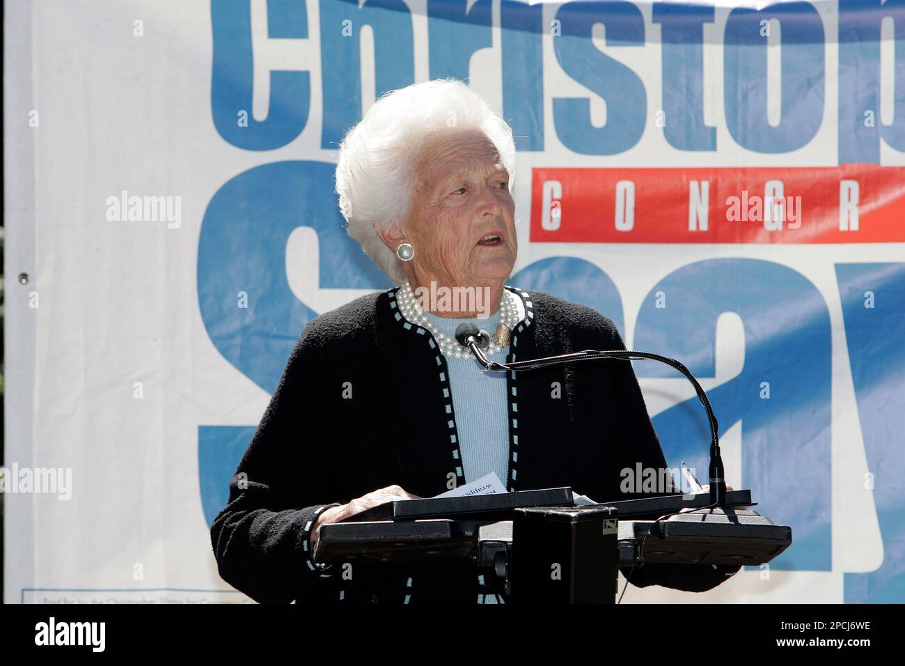 Former first lady Barbara Bush speaks at a fundraiser for Rep ...