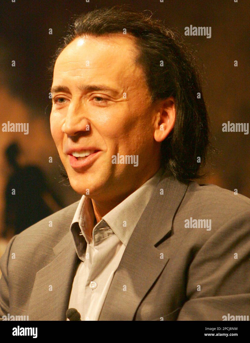 U.S. actor Nicolas Cage smiles during a press conference in Bangkok ...