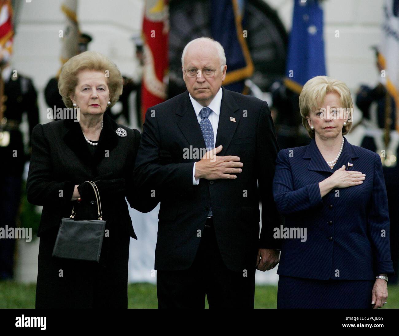 Vice President Dick Cheney, center, his wife Lynne Cheney, right, and ...
