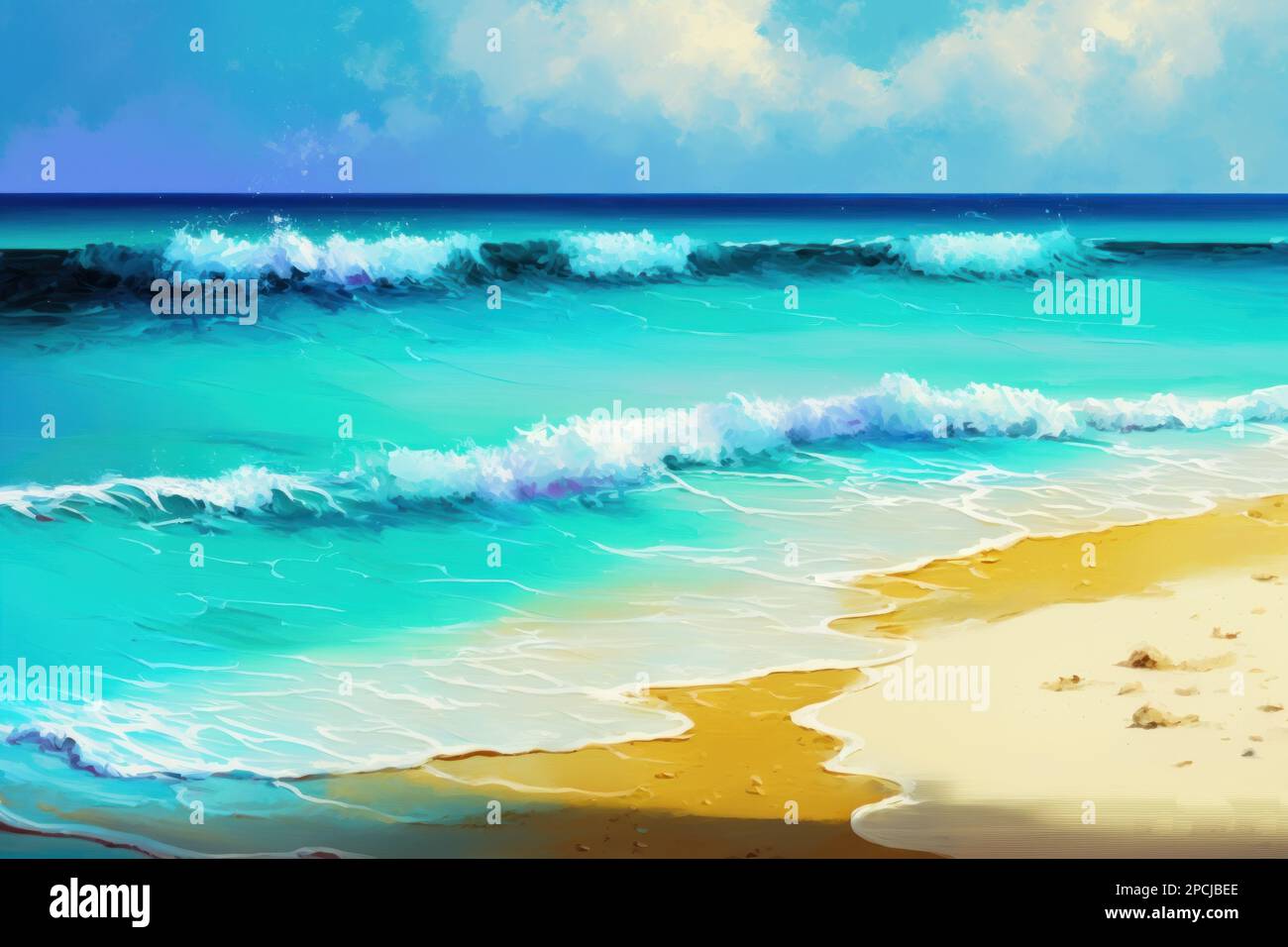 Realistic Sea beach background in watercolor style pink pastel color ...