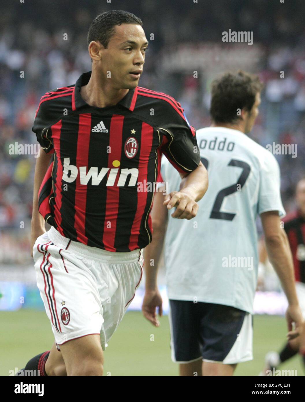 AC Milan forward Ricardo Oliveira of Brazil celebrates after scoring ...