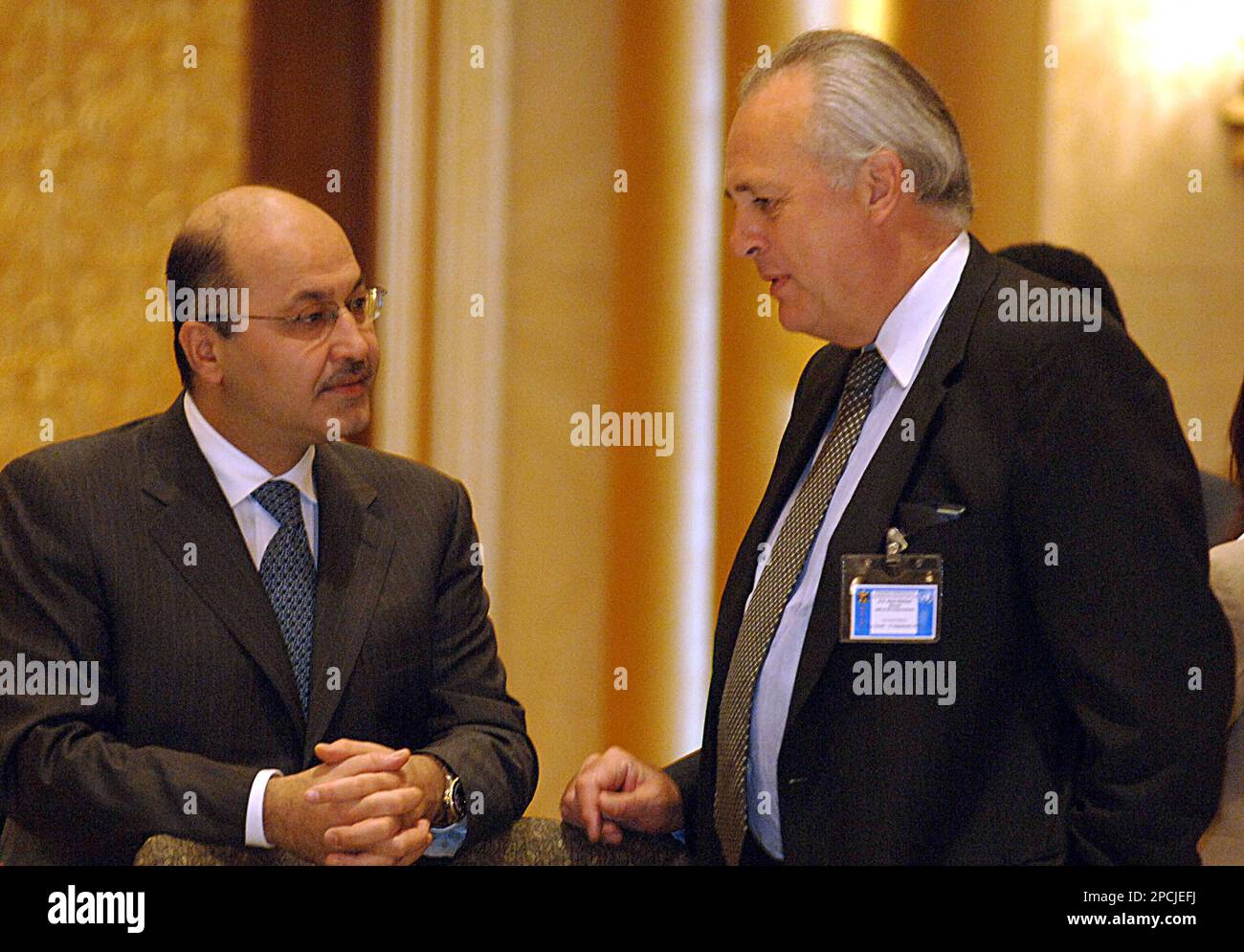 Deputy Prime Minister of Iraq, Barham Saleh, left, and UN Deputy ...