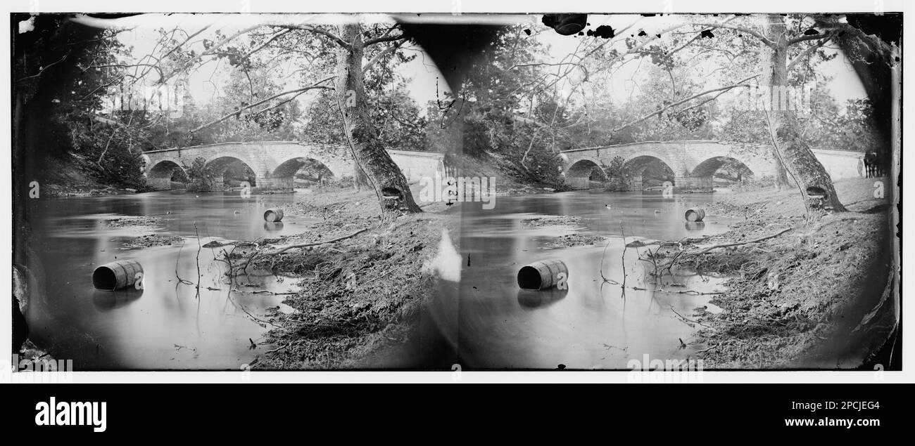 Antietam, Maryland. Burnside bridge, looking up stream. Civil war ...