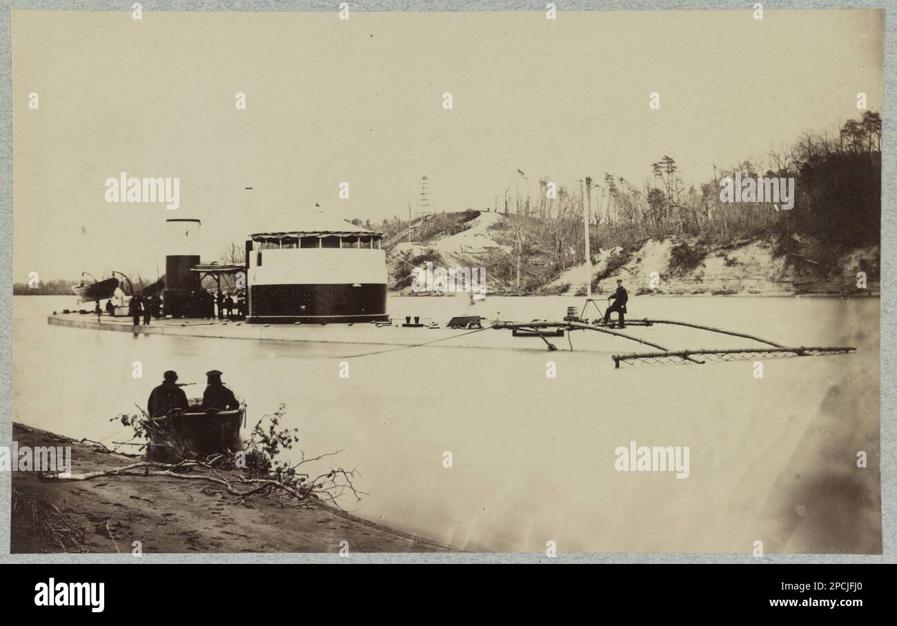 Monitor in Trent's Reach, James River, Virginia showing torpedo finder ...