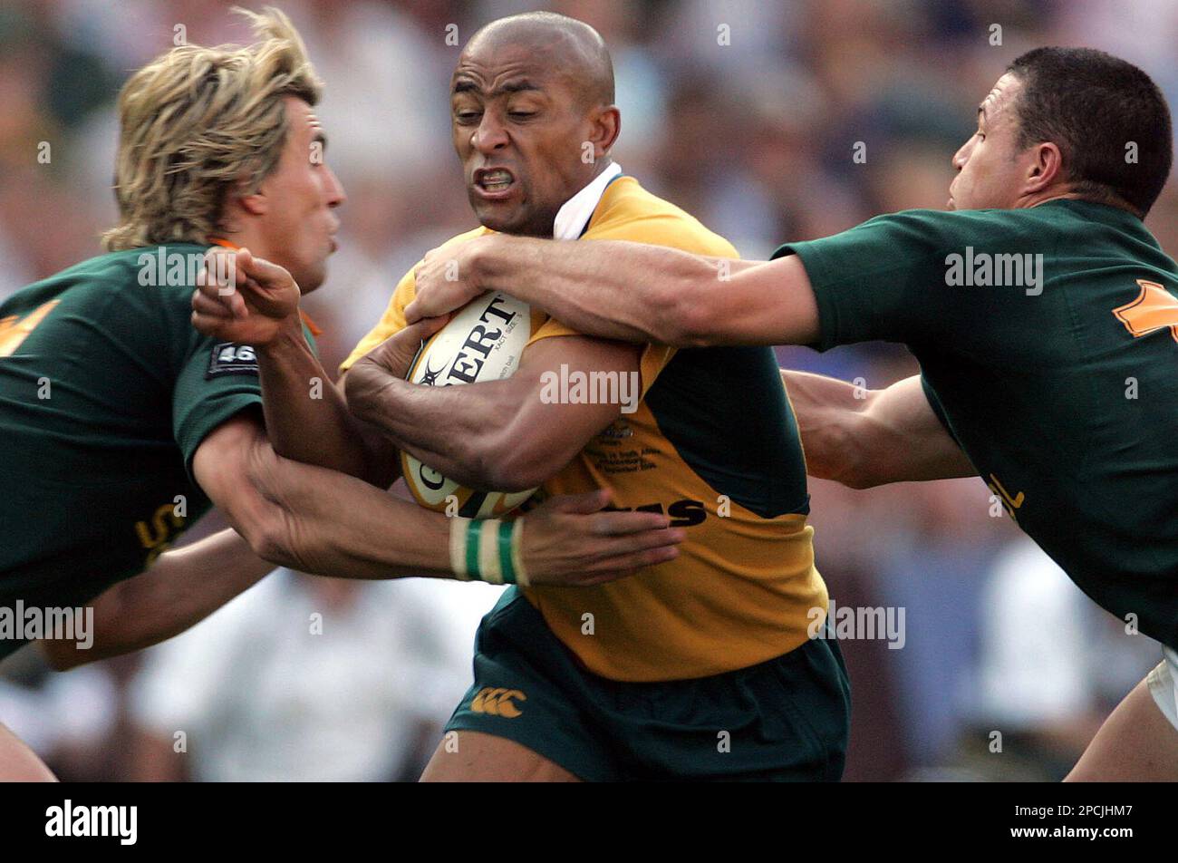 South Africa's Wynand Olivier, left, supported by teammate Andre ...