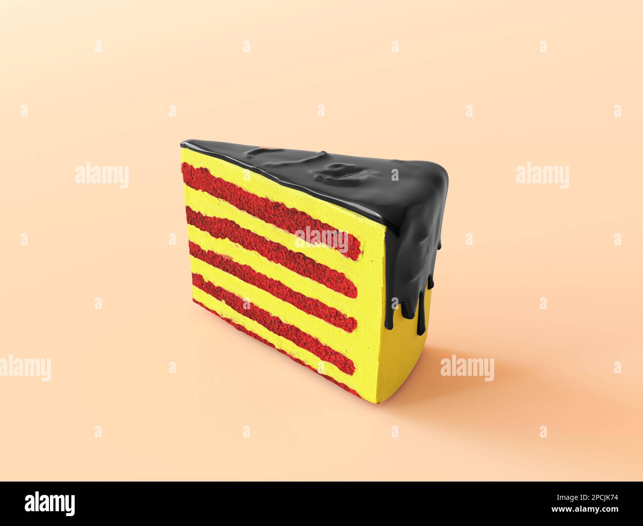Creative concept of the German flag, 3d illustration. A piece of cake ...