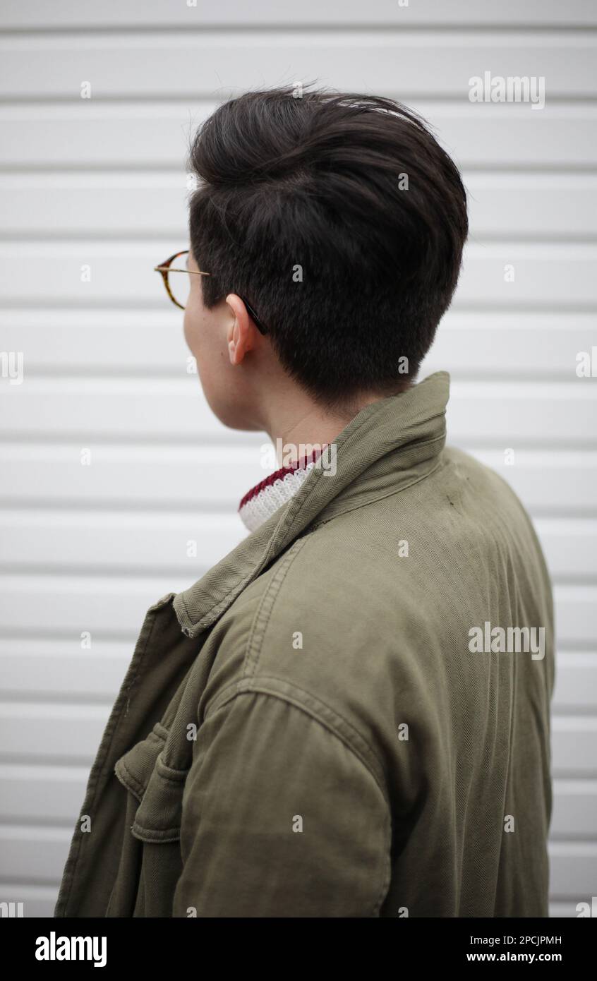 Woman with short hair cut Stock Photo - Alamy