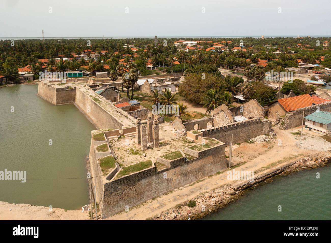 The ancient fort of Manar protecting the city from the sea. Sri Lanka ...