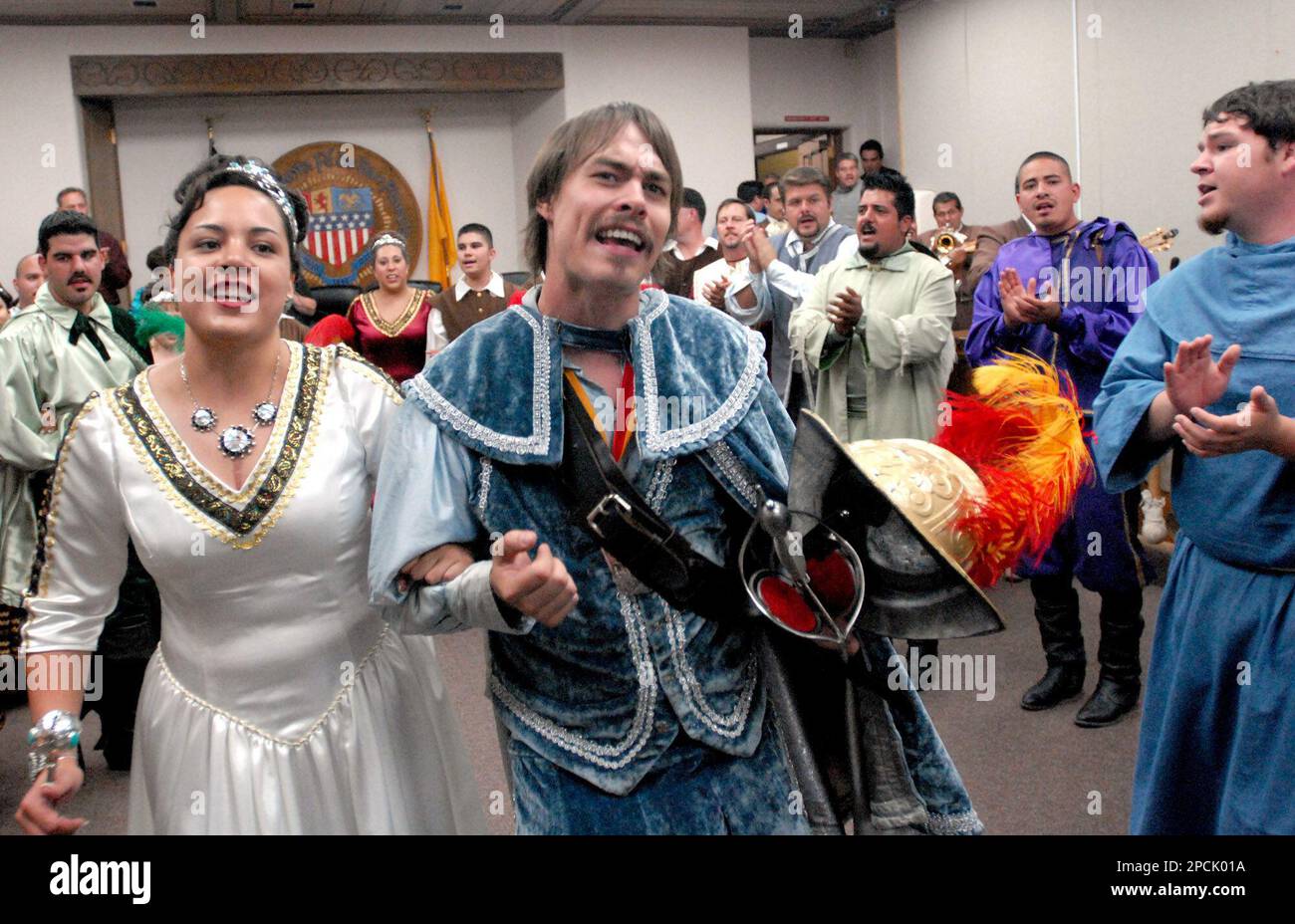 Jessica Lucero, left, dressed as the Fiesta Queen, and Jaime Dean ...