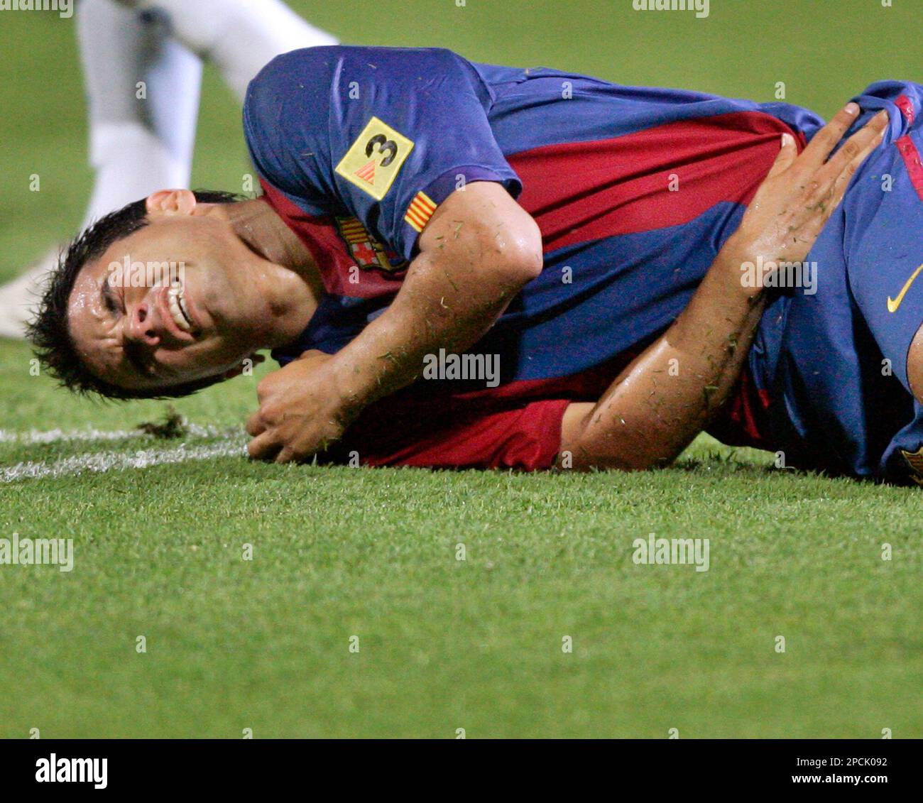 FC Barcelona player Saviola, from Argentina, reacts during their match ...