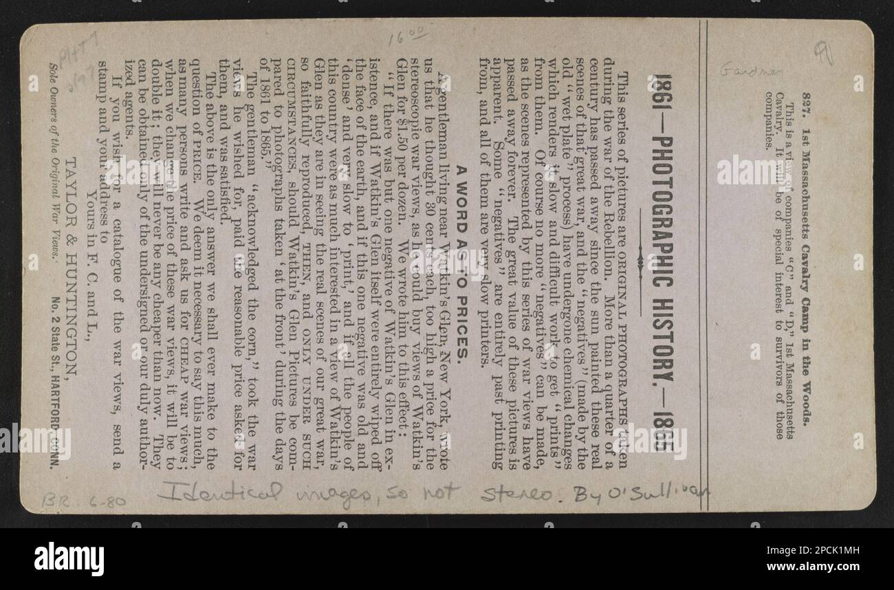 1st Massachusetts Cavalry camp in the woods. The Robin G. Stanford ...