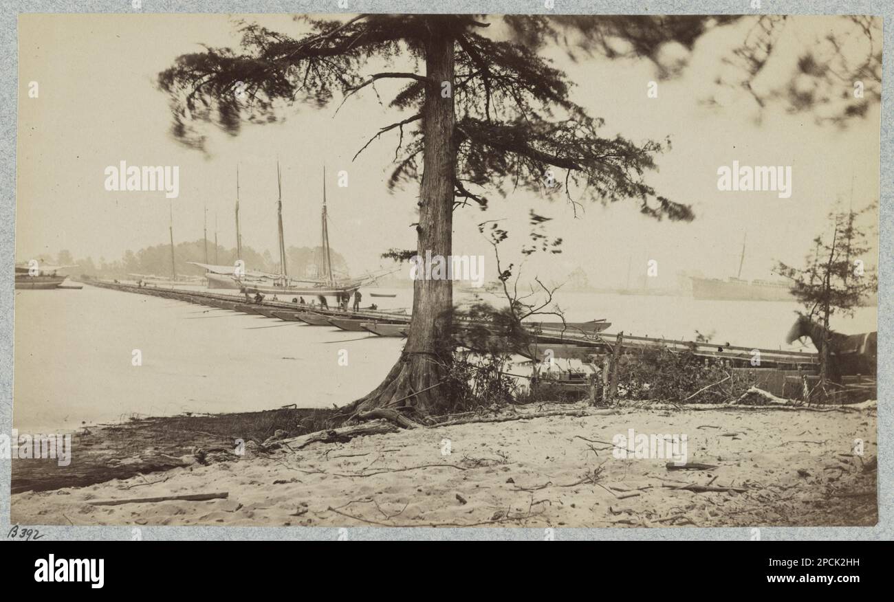 Pontoon bridge across James River at Powhatan Point on which Army of ...