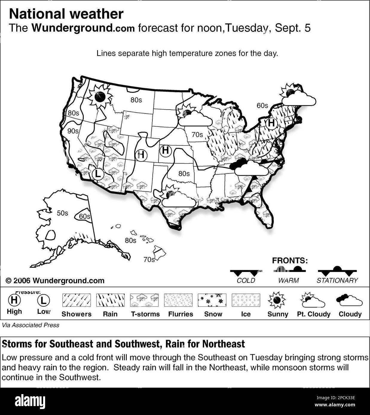 The forecast for Tuesday, Sept. 4, 2006 shows low pressure and a cold ...
