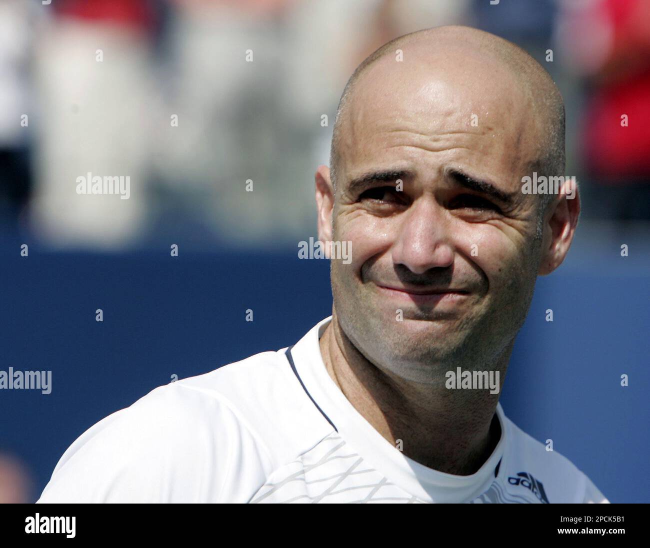 Andre Agassi is shown after his loss to Benjamin Becker, of Germany, at ...