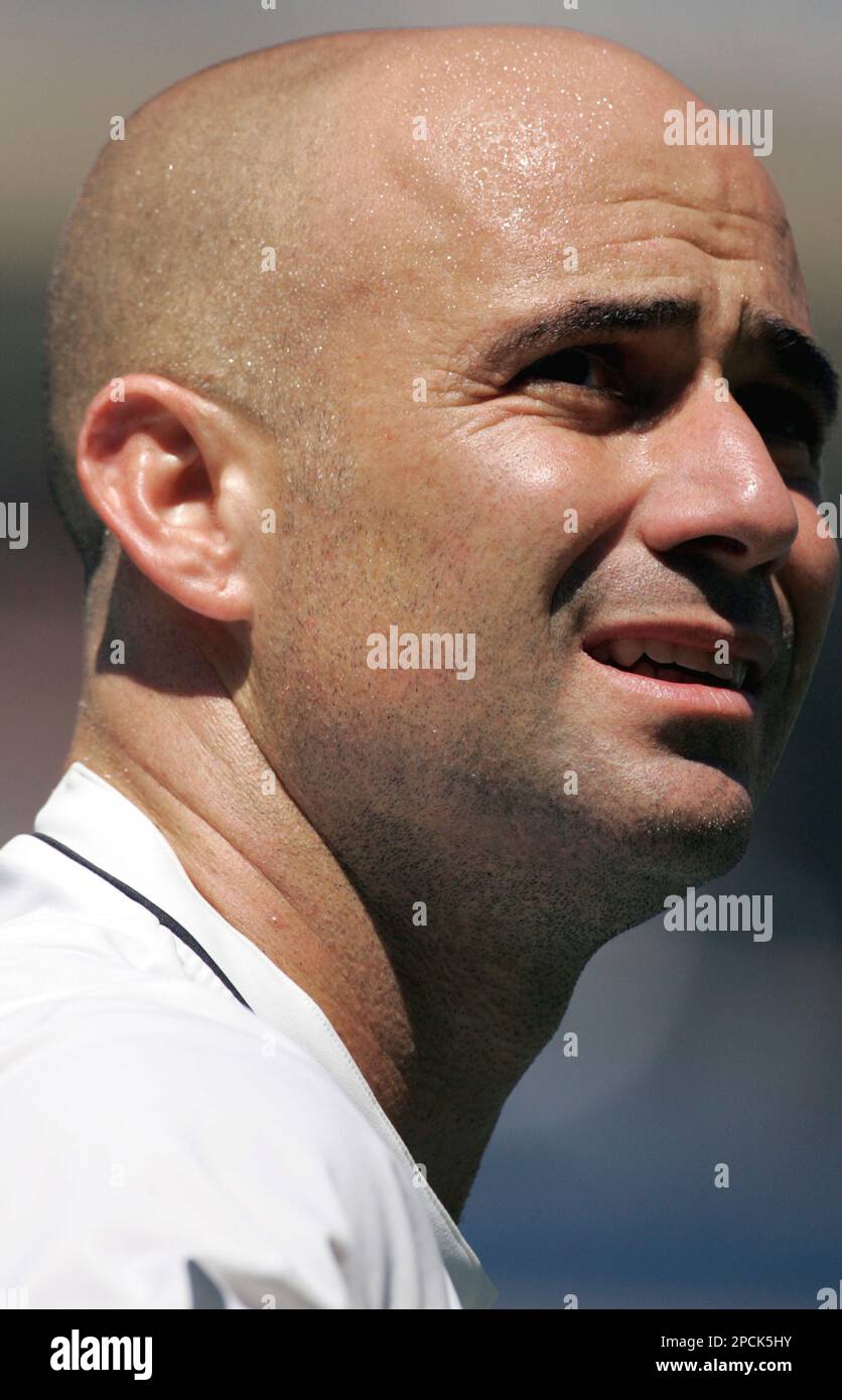 Andre Agassi is shown during his match against Benjamin Becker, of ...