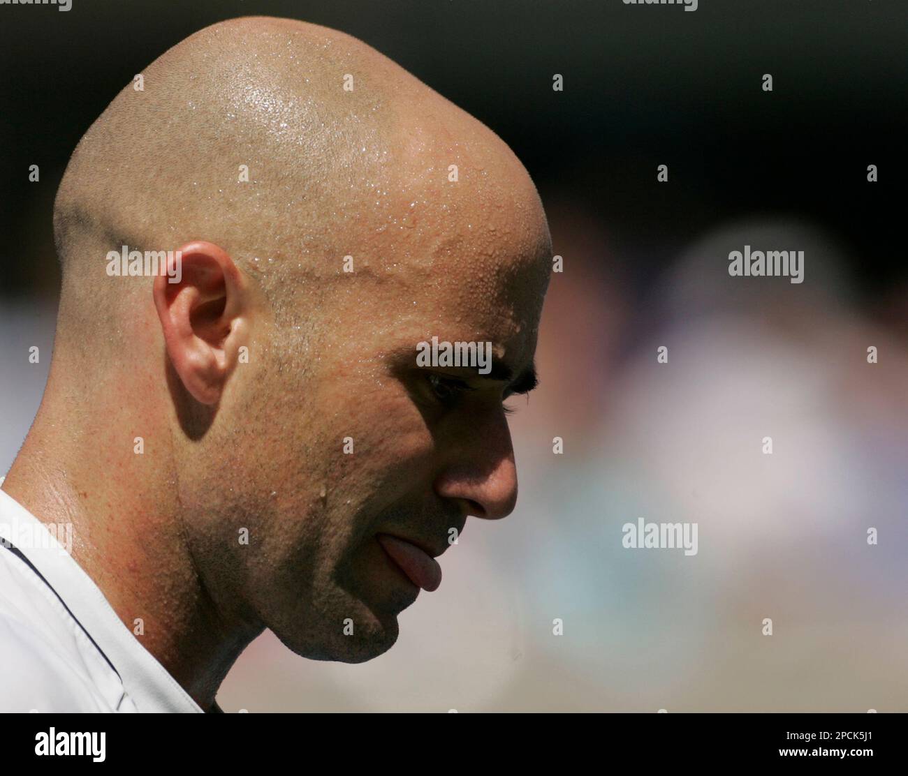 Andre Agassi is shown during his match against Benjamin Becker, of ...