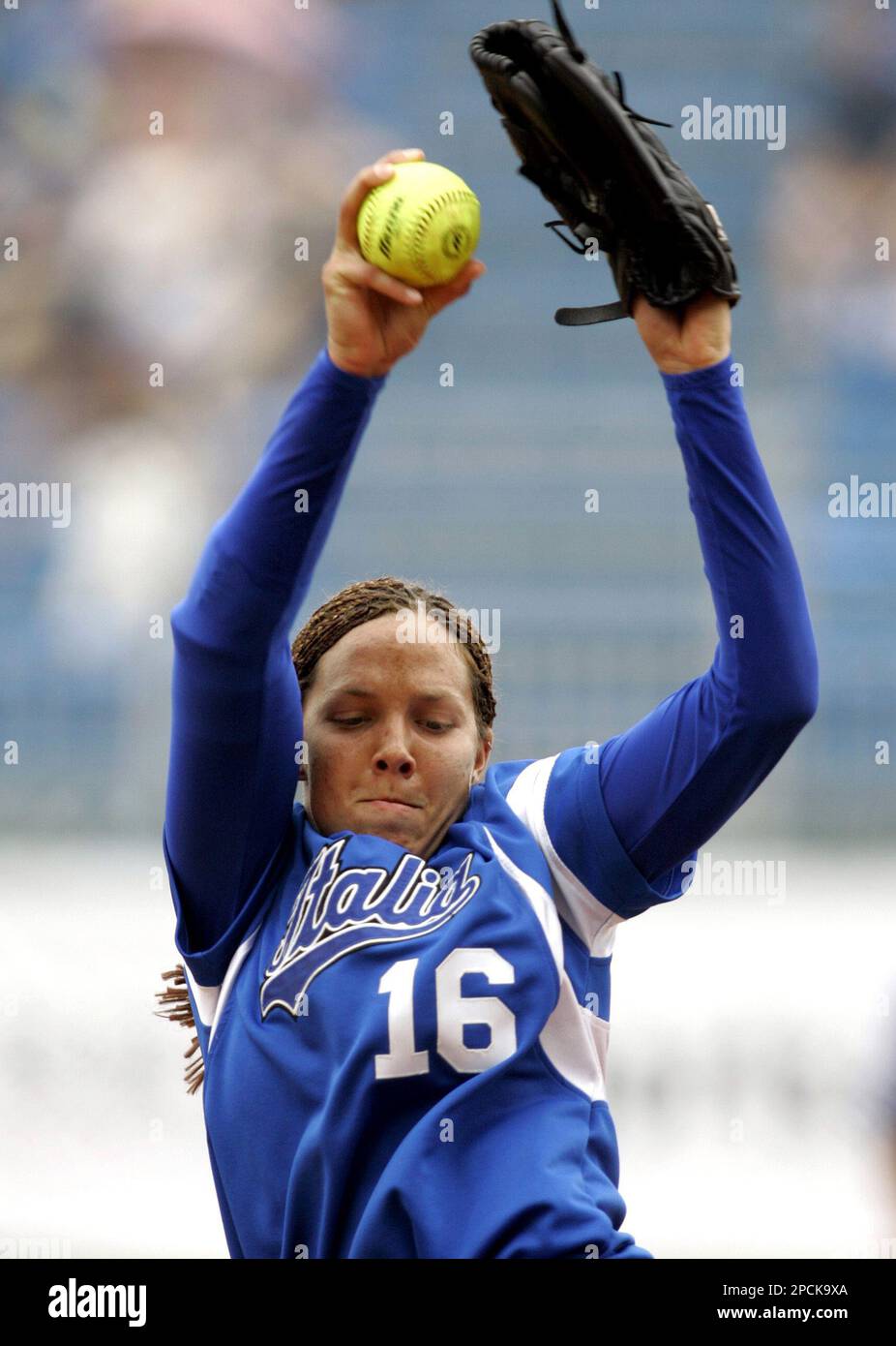 Italy's starter Leslie Malerich winds up on a pitch against Great ...