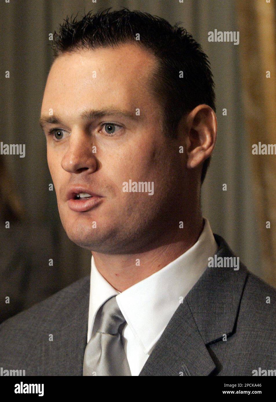 Luke Ravenstahl, addresses the media after he was sworn in as the 59th ...