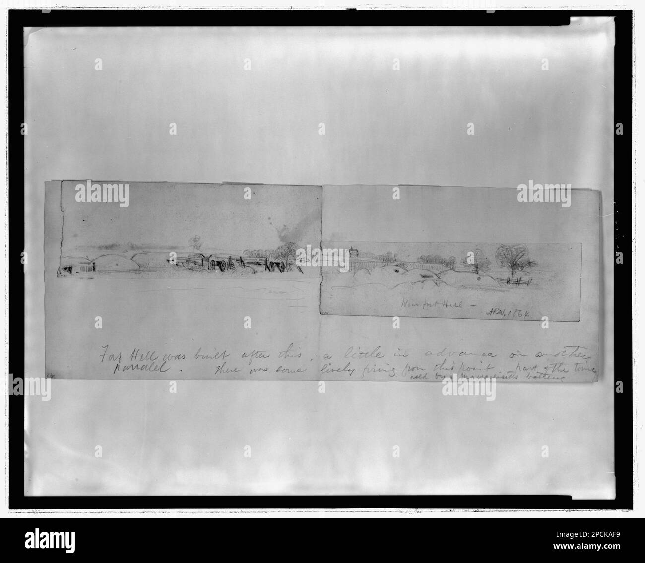 Near fort Hill. 1864. Morgan collection of Civil War drawings. Forts ...