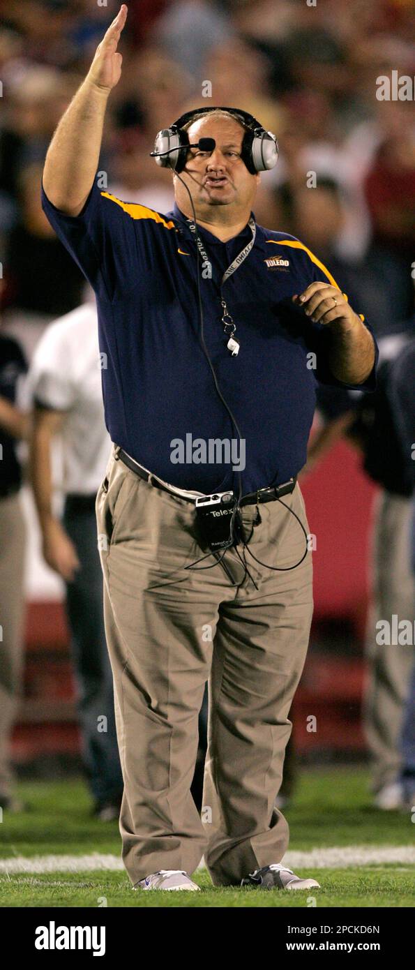 Toldedo coach Tom Amstutz reacts to a call against his team during the ...