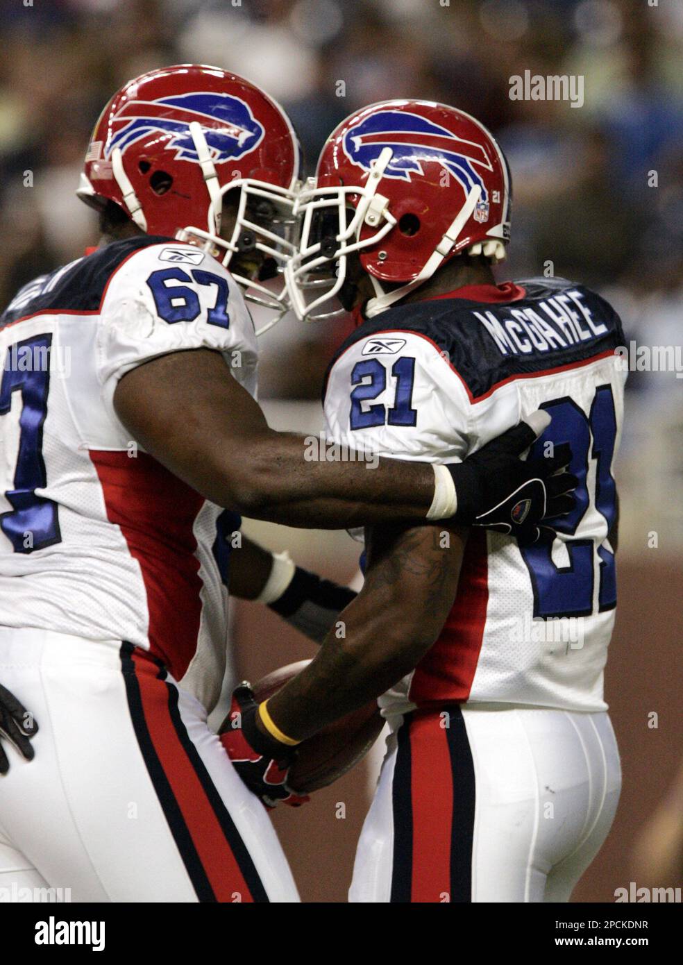 Buffalo Bills running back Willis McGahee (21) is congratulated by ...
