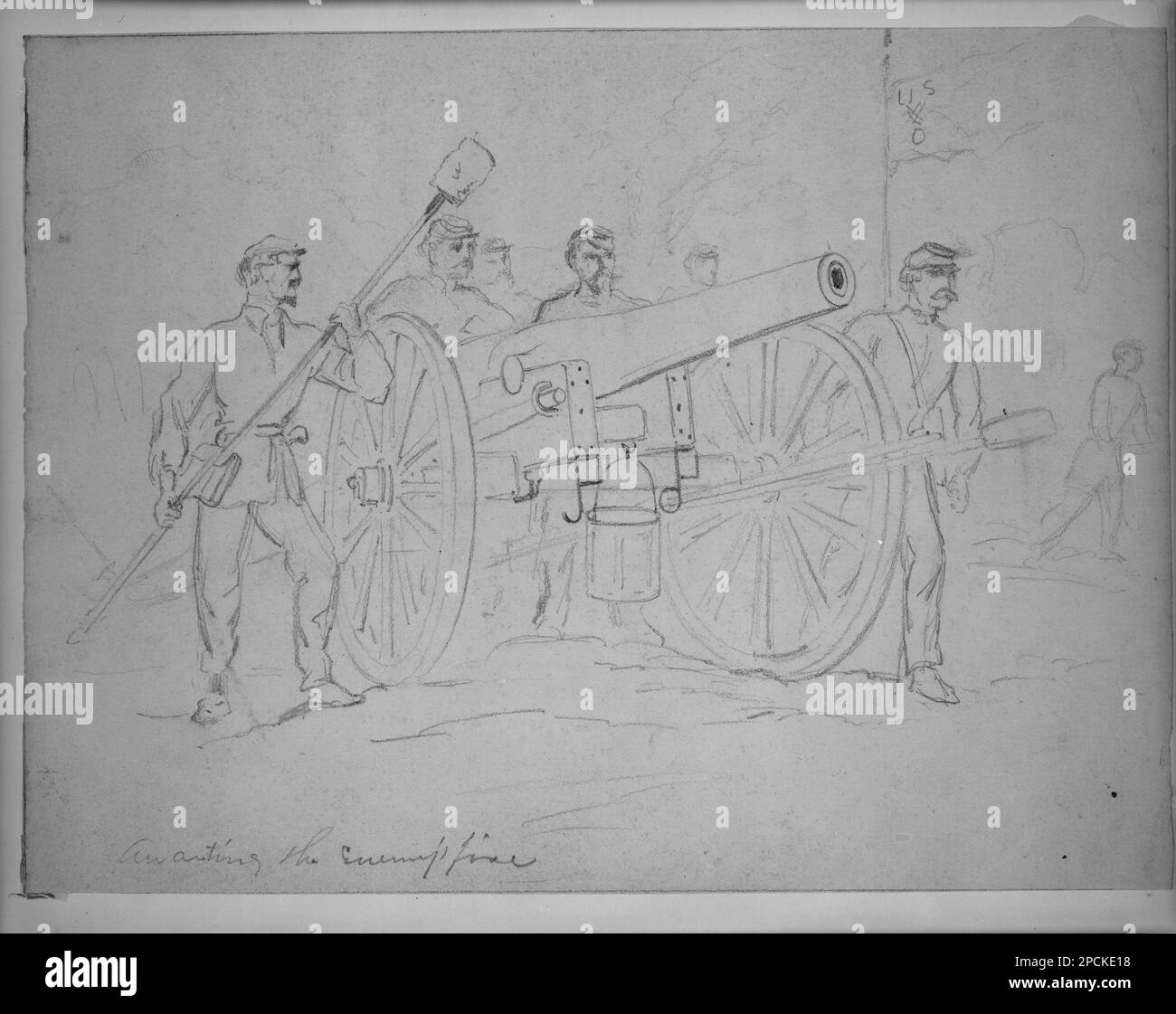 Awaiting the enemy's fire. Morgan collection of Civil War drawings ...