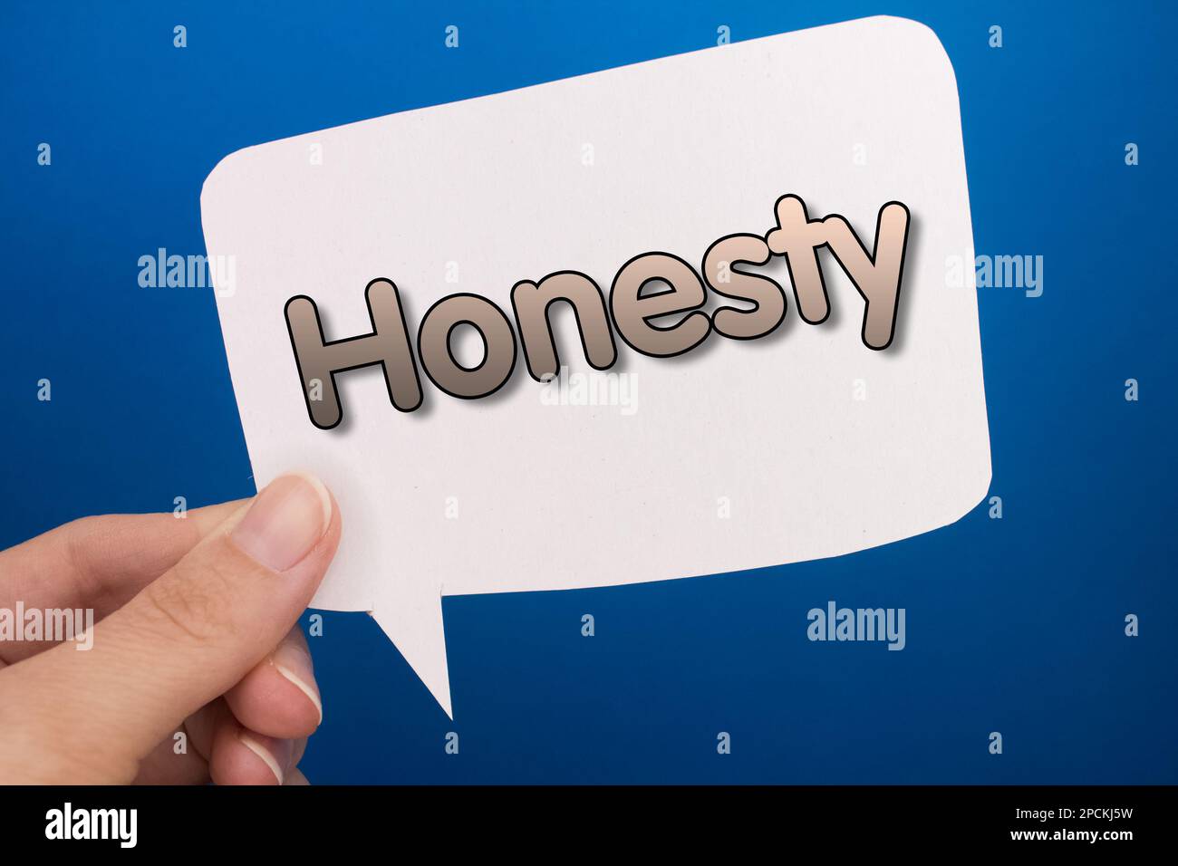 Speech bubble in front of colored background with Honesty text Stock ...