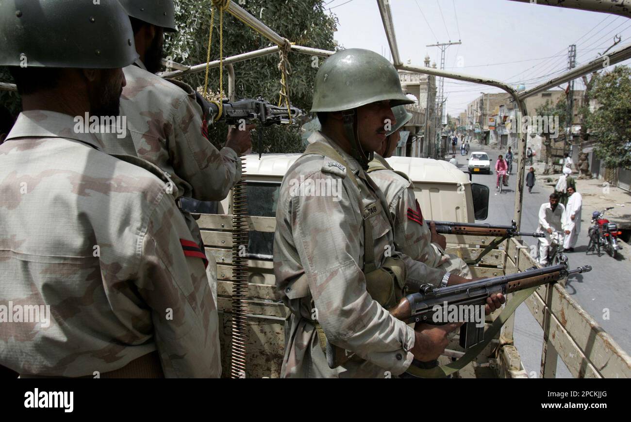 Troops of Pakistani para-military force patrol in Quetta city in ...