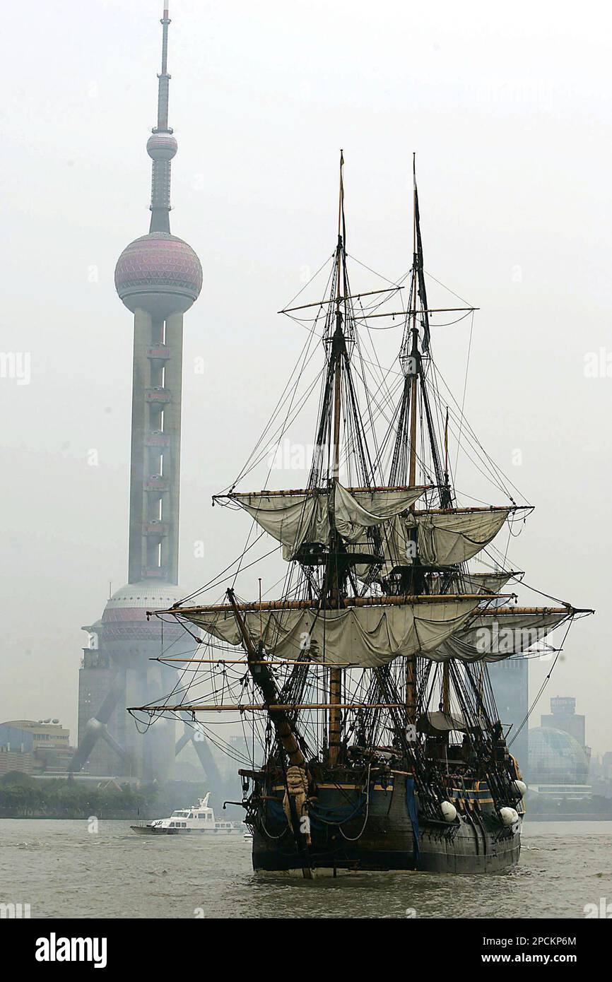 The Swedish ship Gotheborg, a reconstruction of a ship from the mid ...