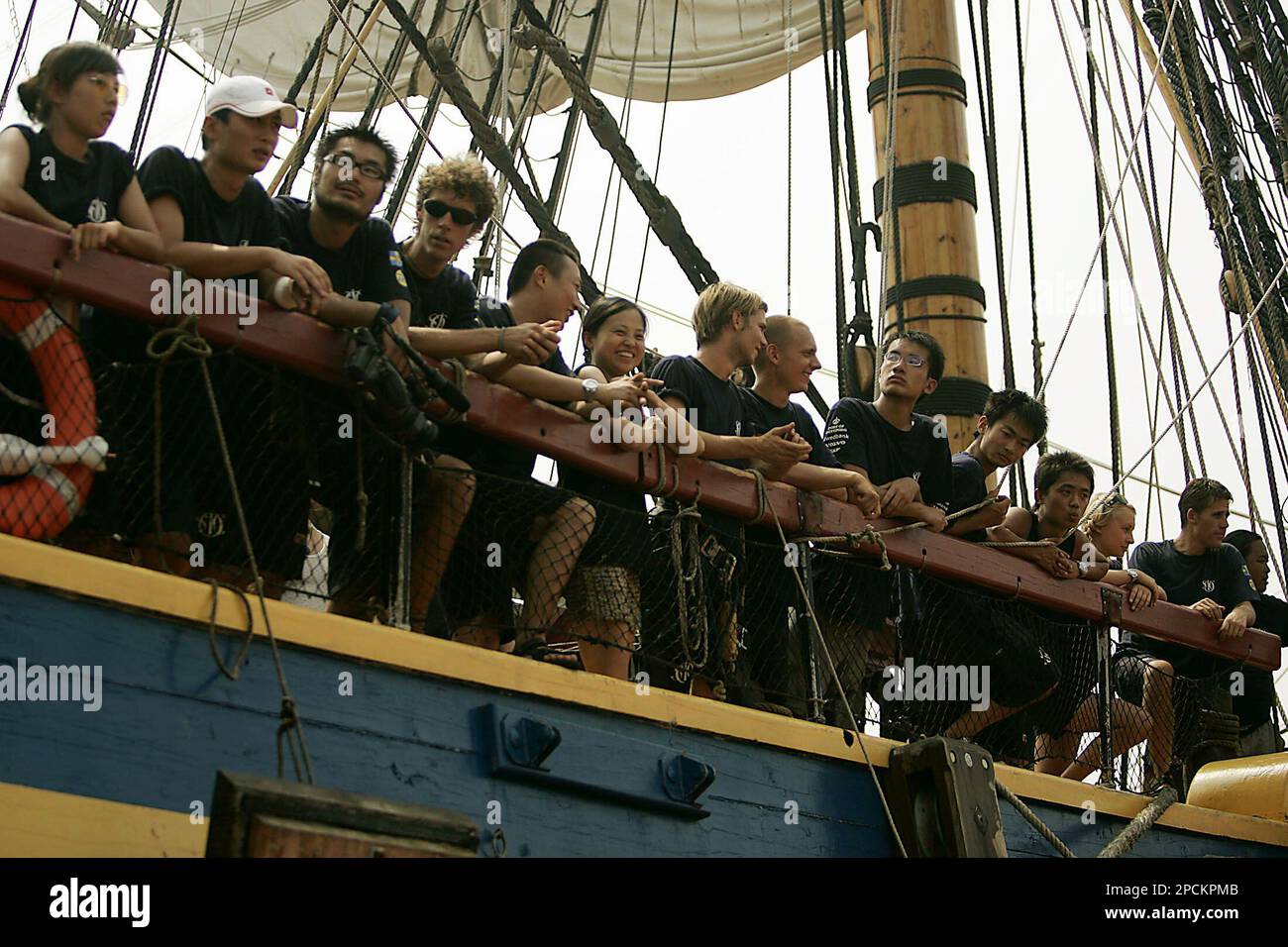 Swedish and Chinese crews of the Swedish Ship "Gotheborg, " a replica ...