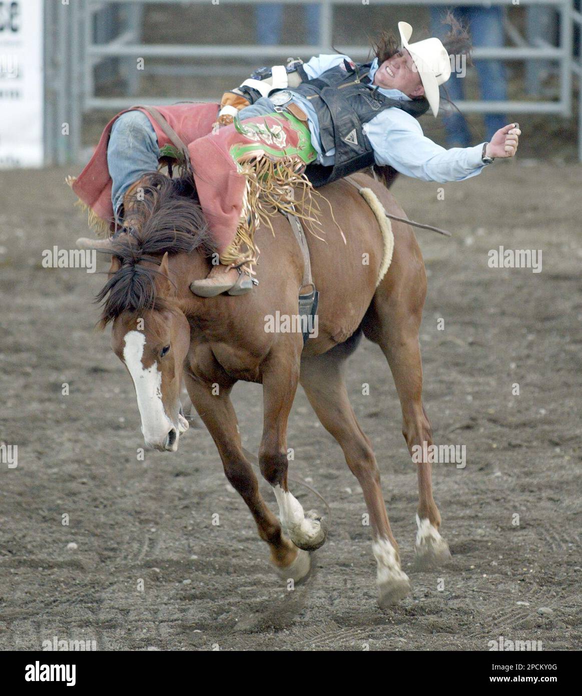 Heath Ford from Greeley, Colorado, holds on and gets whipped by the ...