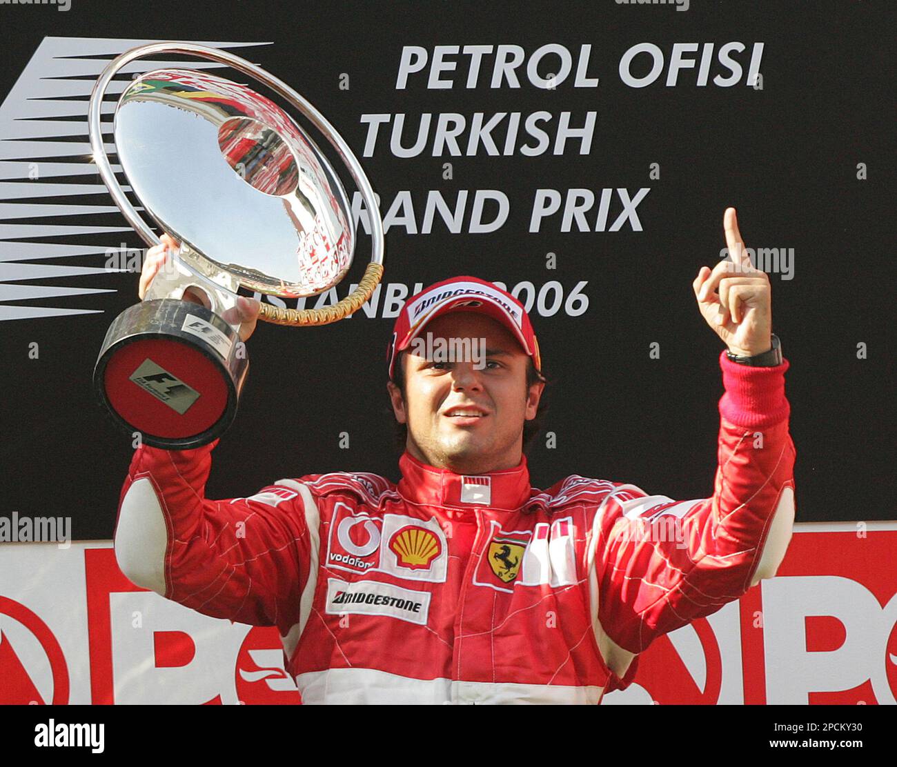 Ferrari Formula One driver Felipe Massa of Brazil celebrates on the ...
