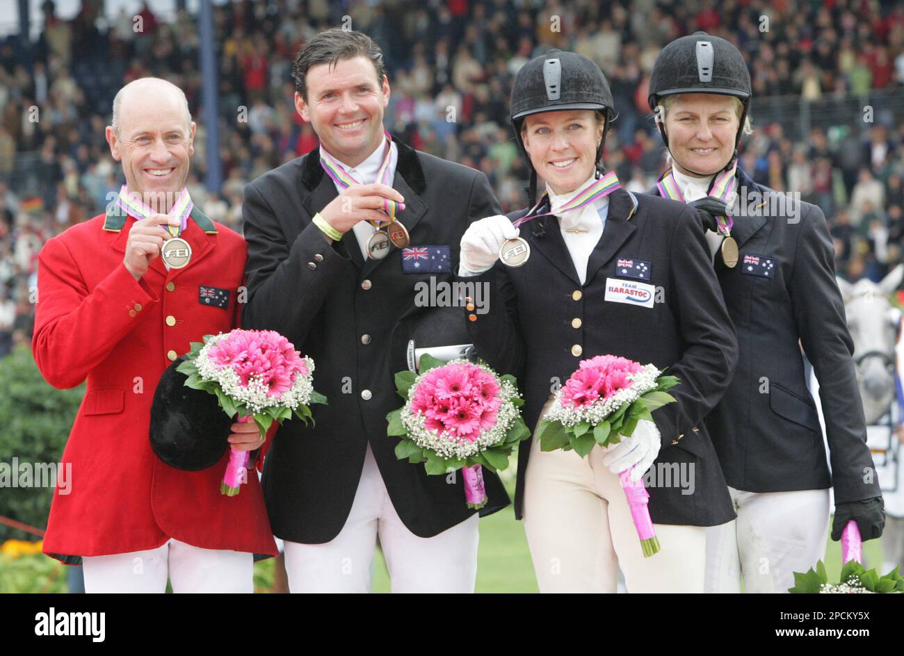 The Australian bronze medal team, from left, Andrew Hoy, Clayton ...