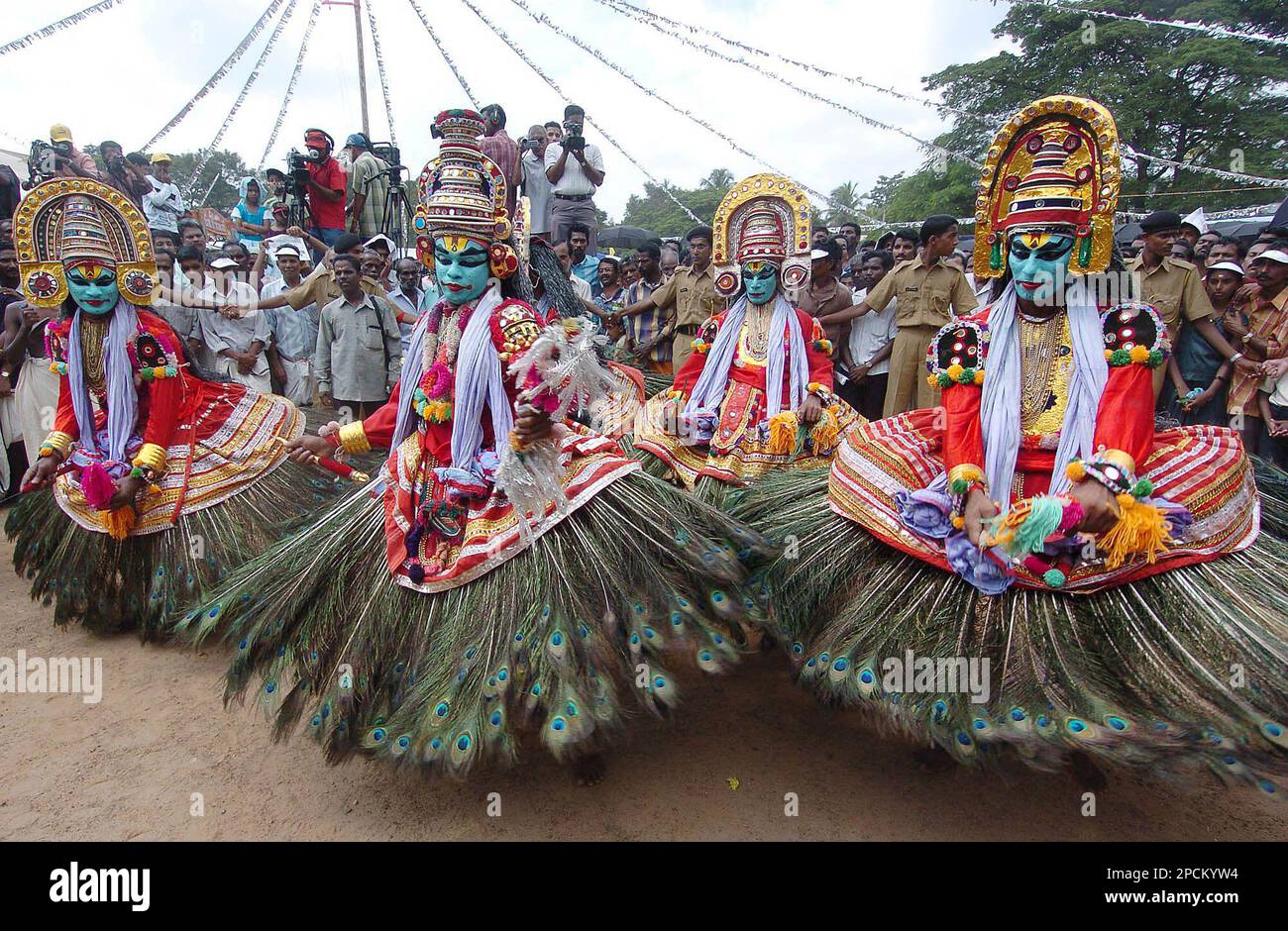 Artists perform a traditional dance Arjunanritham'a during the start of ...