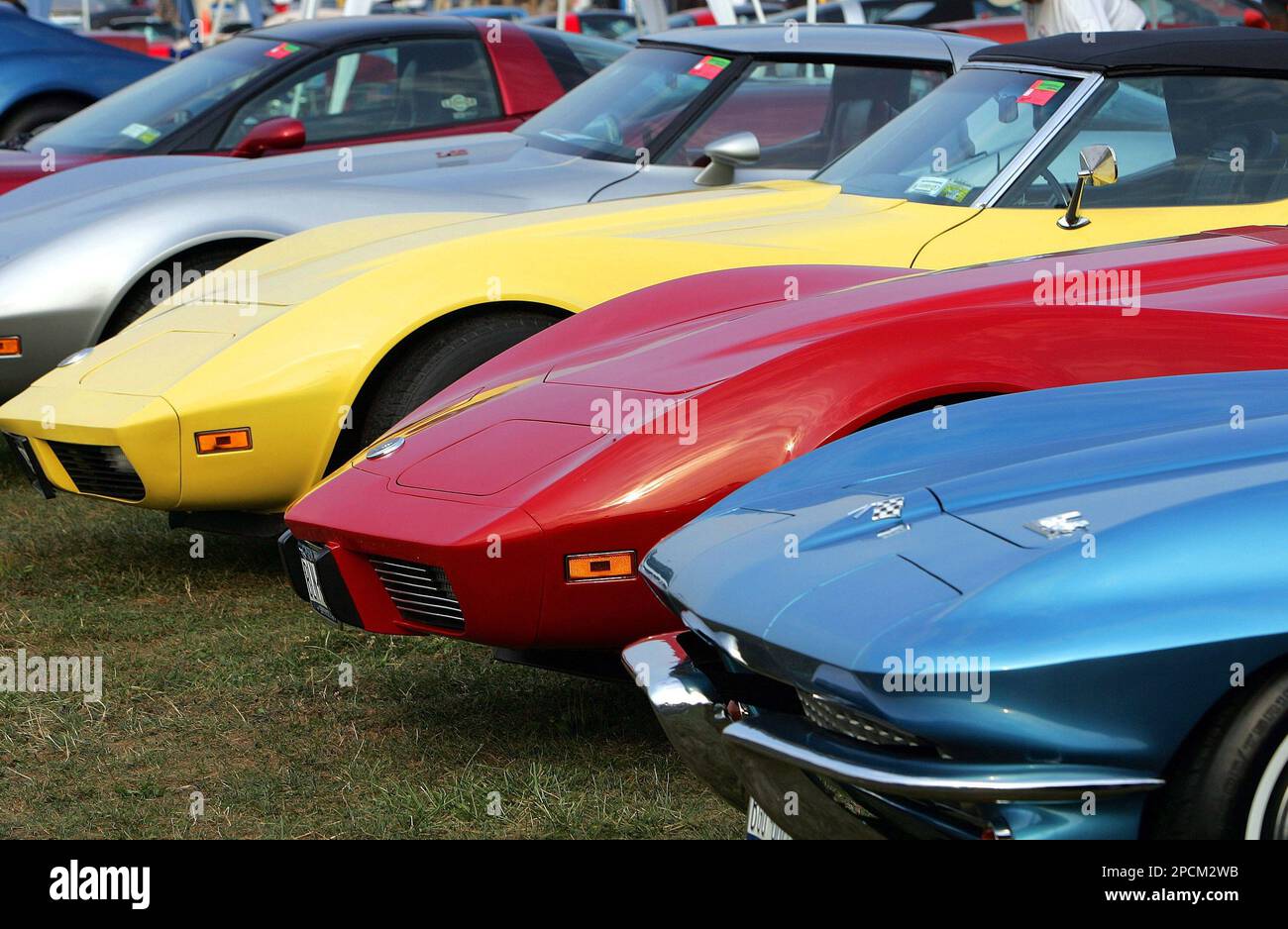 Corvettes lined up at the"Corvettes at Carlisle" car show create a ...