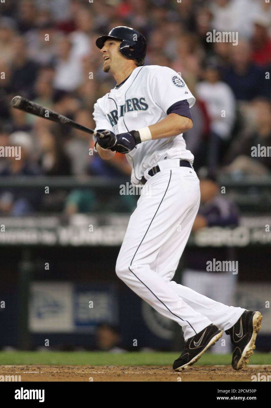 Seattle Mariners' Richie Sexson hits a two-RBI double against the New ...