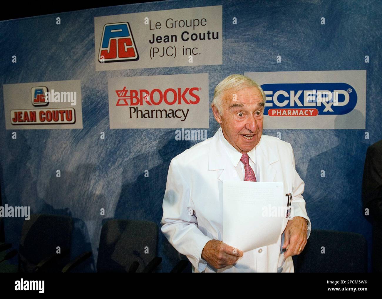 Jean Coutu, chairman and CEO of Jean Coutu Group, leaves a news ...