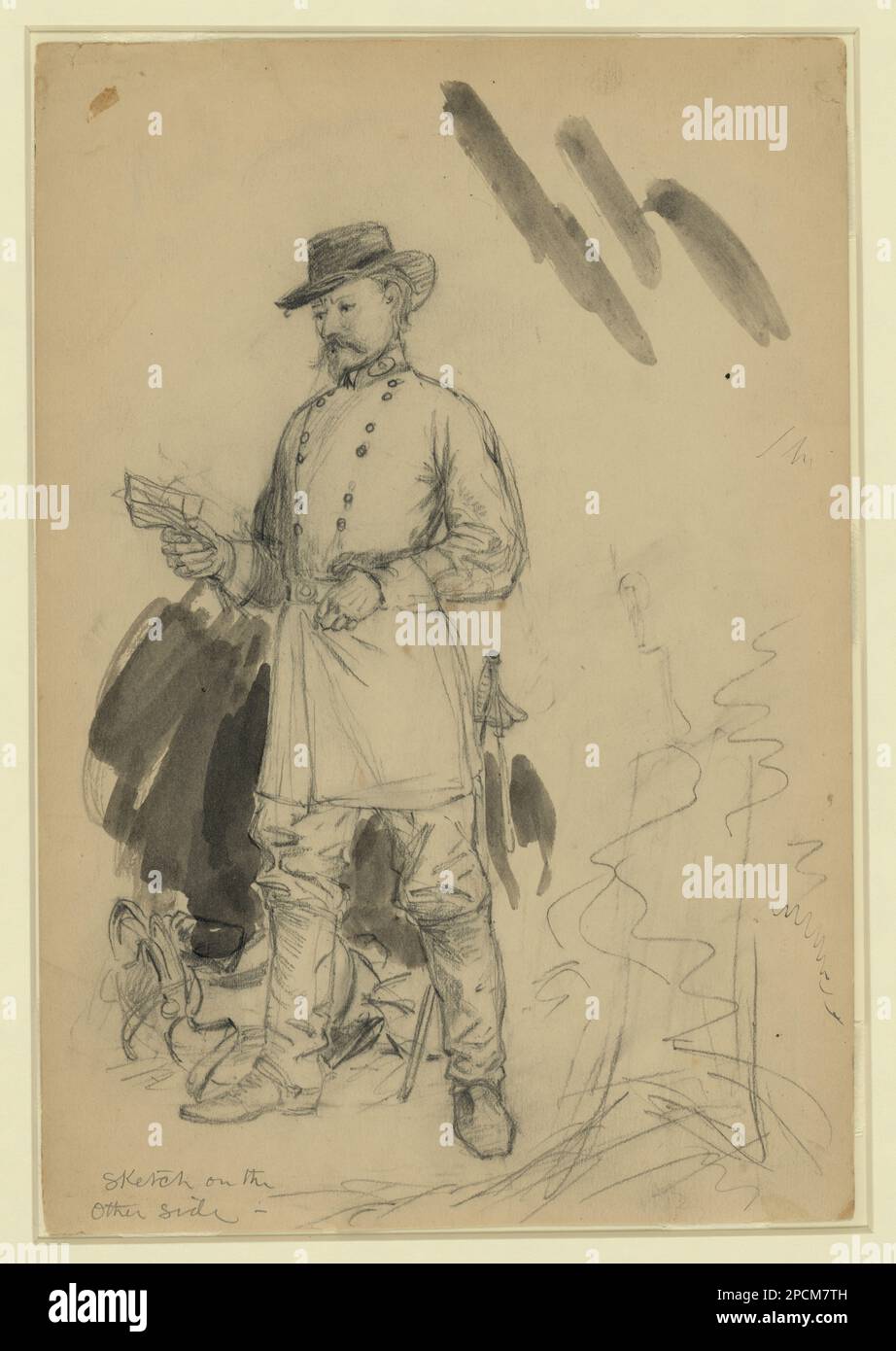 Officer reading a letter. Morgan collection of Civil War drawings ...