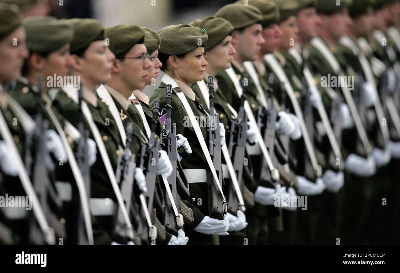 Members of the Irish Army's 58th Reserve Infantry Battalion form the ...
