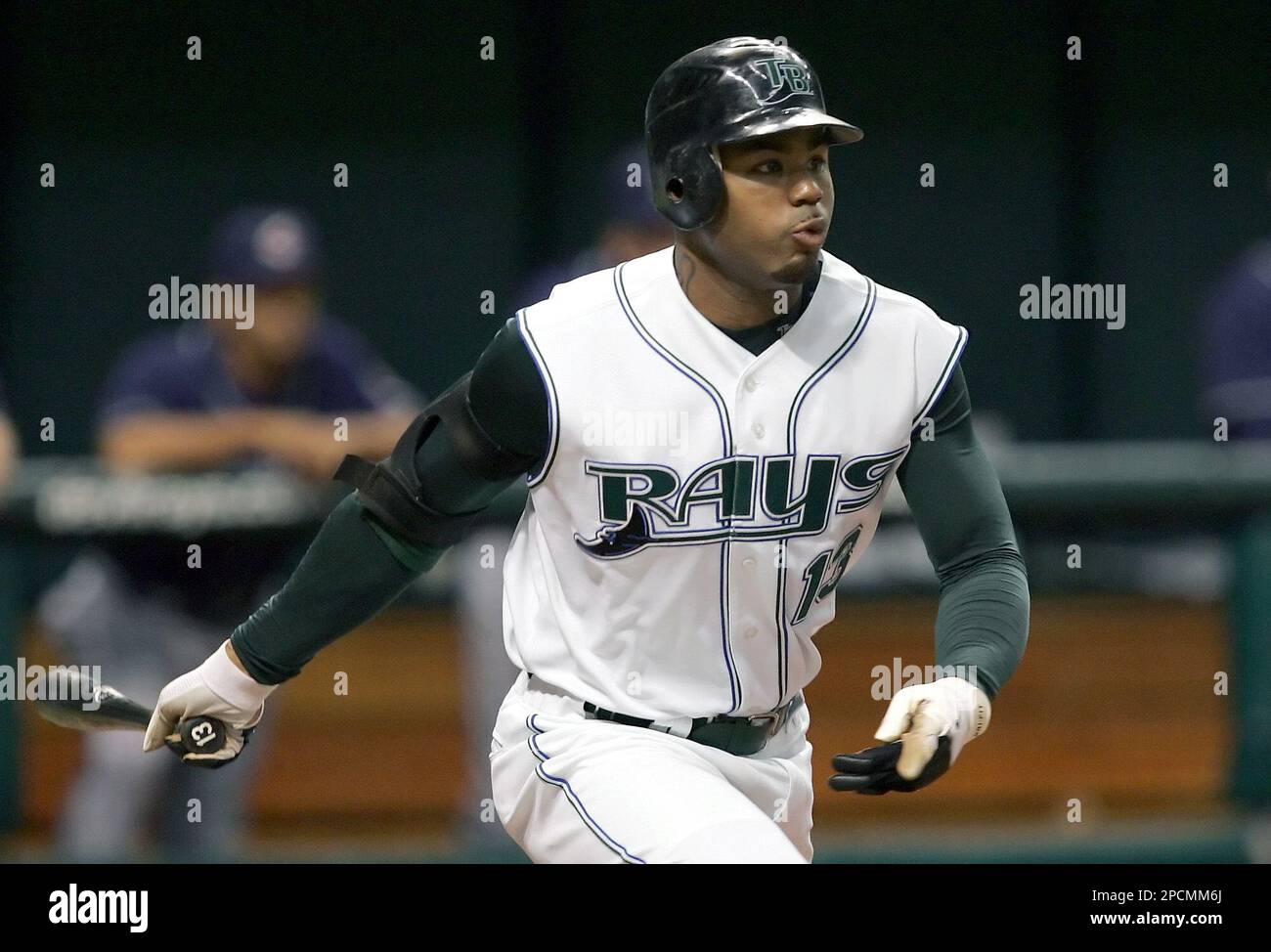 Tampa Bay Devil Rays' Carl Crawford knocks in the game winning run as ...