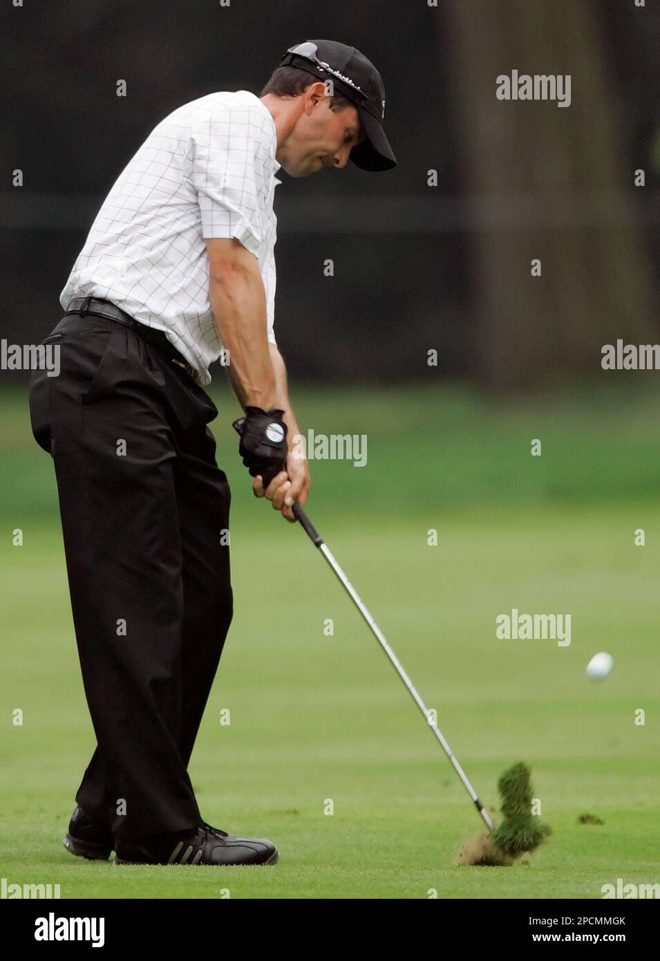Canada's Mike Weir plays his second shot on the 11th hole during the ...