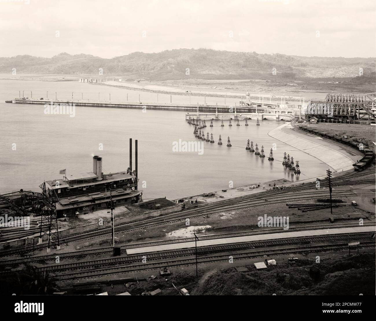 PANAMA : Gatun Dam and south lake entrance to locks , 1910 - GEOGRAPHY ...