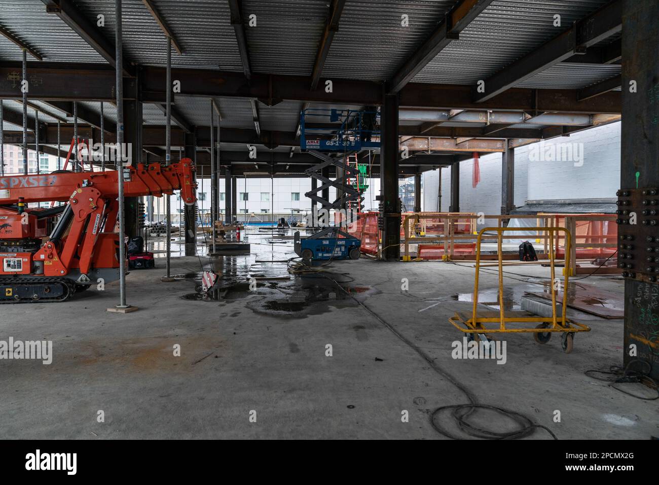 View of construction of the former office building being converted to ...