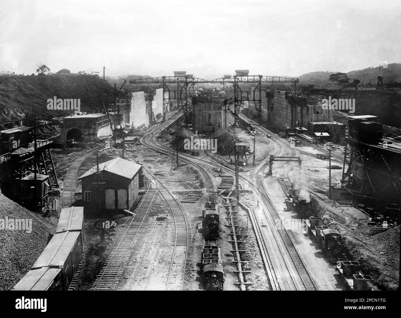 PANAMA : Panama Canal construction, 1908 ca , Pedro Miguel Locks ...