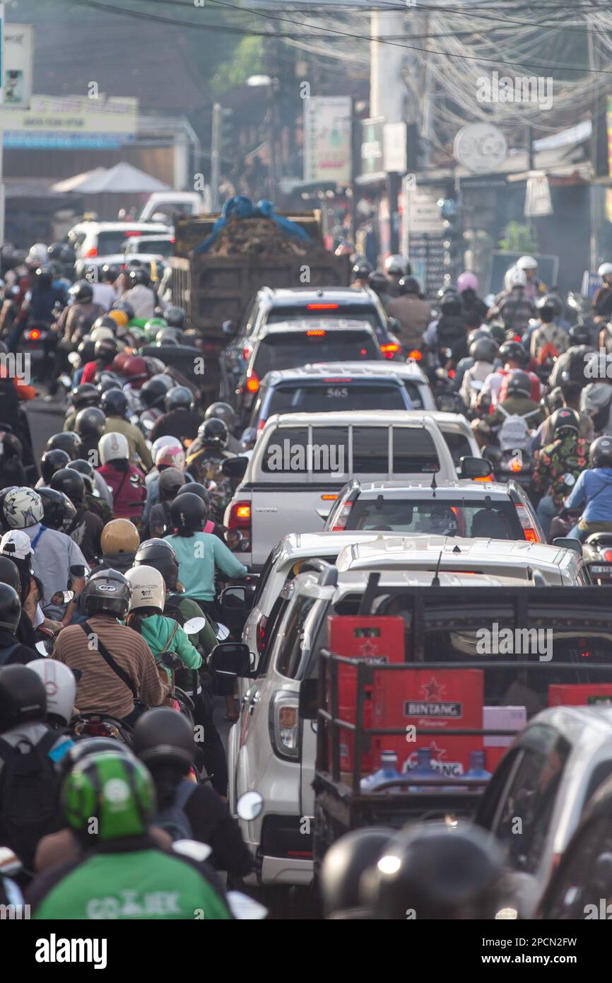 Canggu, Bali, Indonesia - March 7, 2023: Traffic on the roads in Bali ...