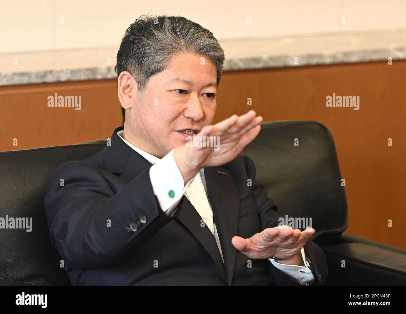 Masahiro Shinada, CEO of Panasonic Co., attends an interview in Tokyo ...