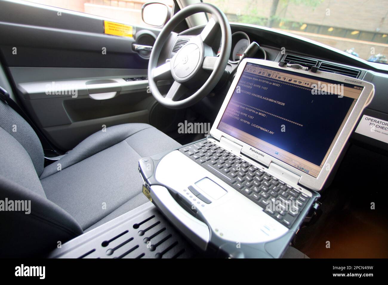 The interior of the new police cruiser, a 2006 Dodge Charger, equipped ...