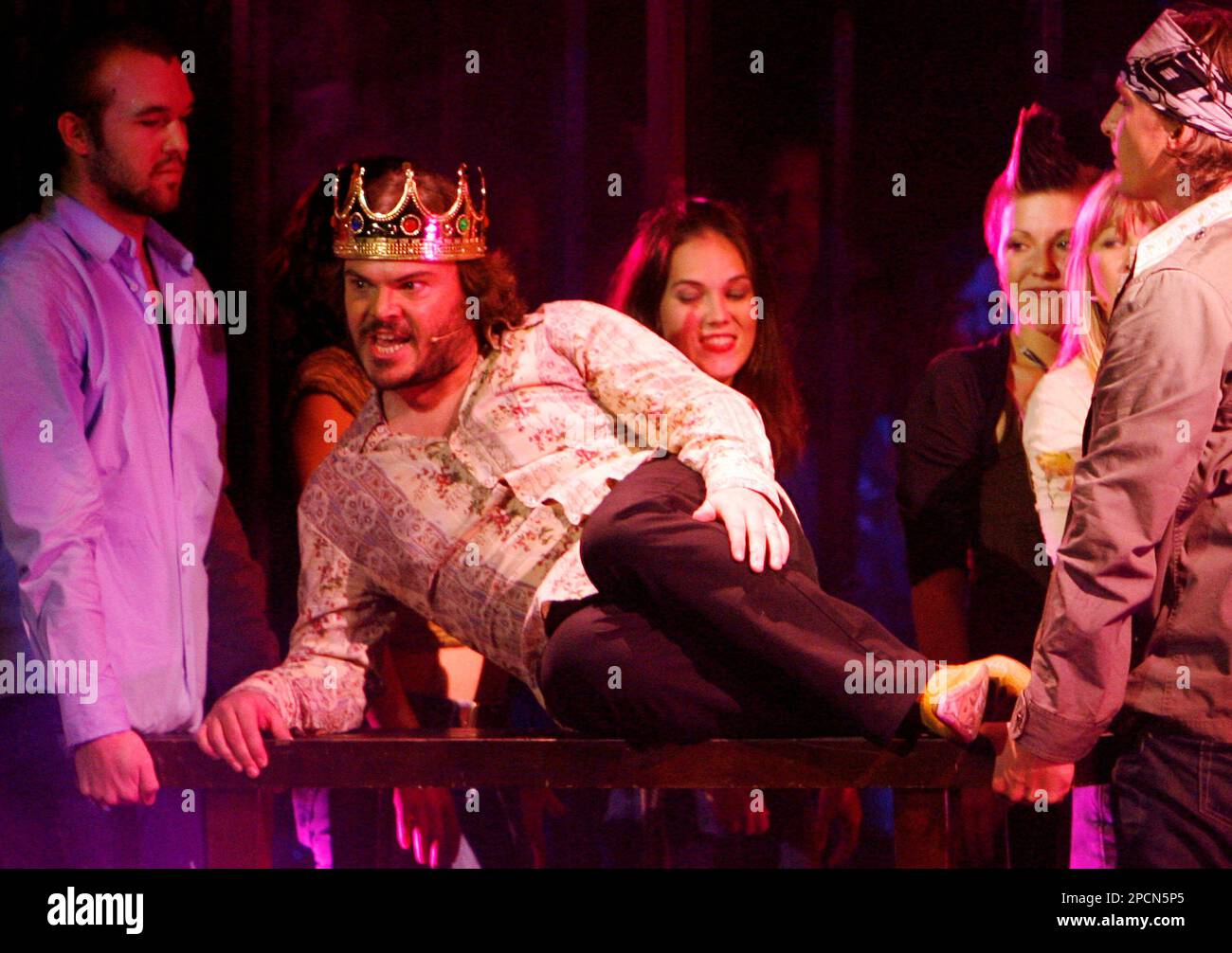 Actor Jack Black, center, performs the role of King Herod in a ...