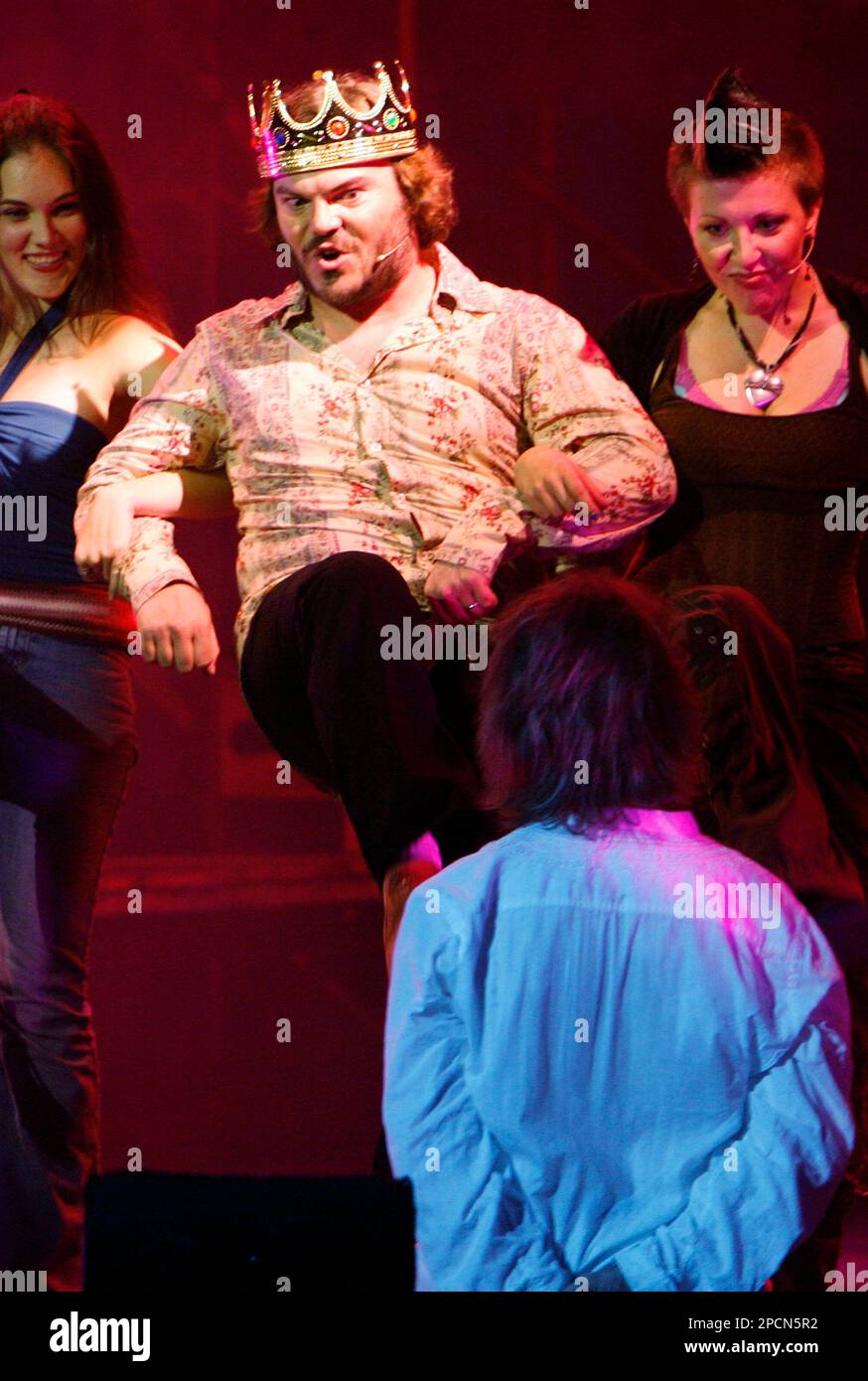 Actor Jack Black, center, performs the role of King Herod in a ...